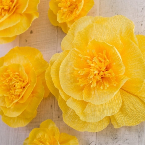 Party Supplies | New 5 Yellow Paper Flower Decorations For Wall Party ...